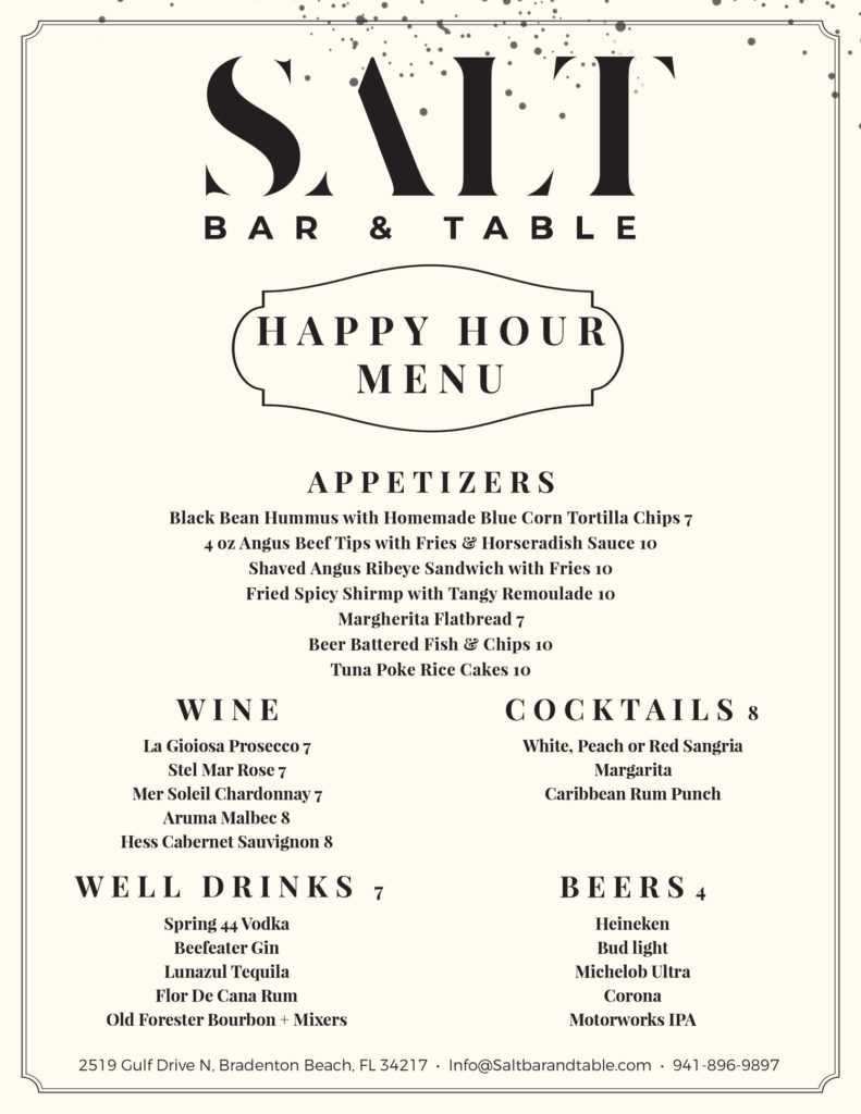 Menu - SALT Bar & Table