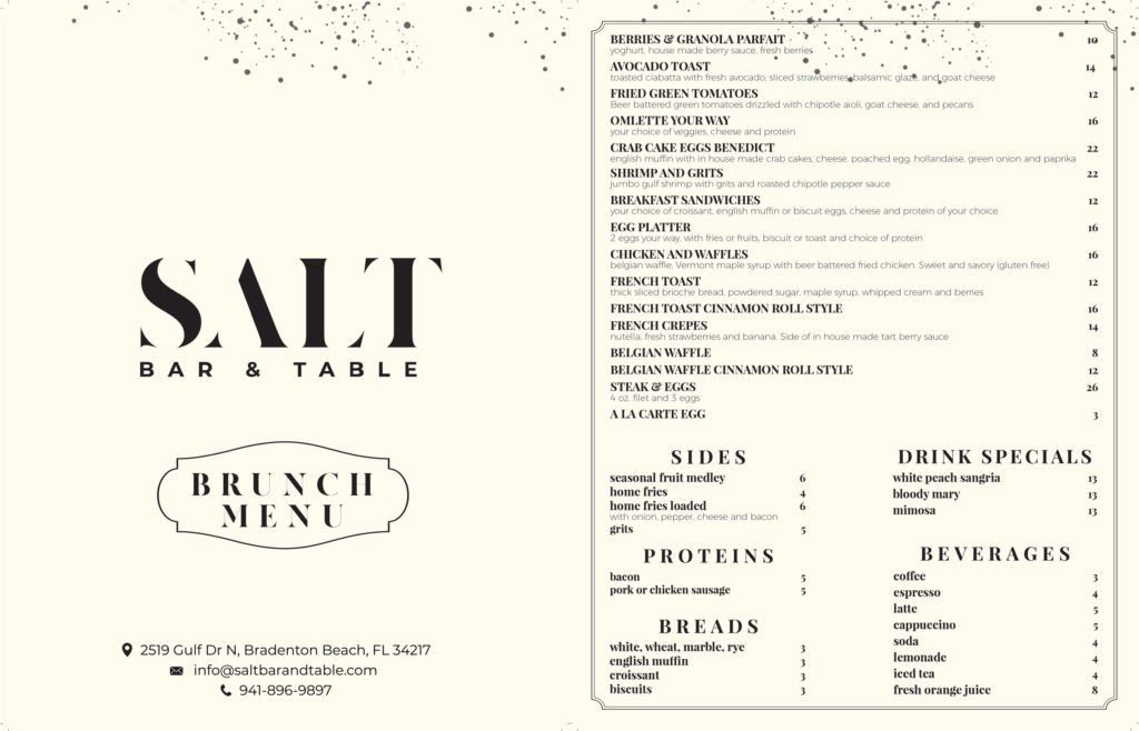 Menu - SALT Bar & Table