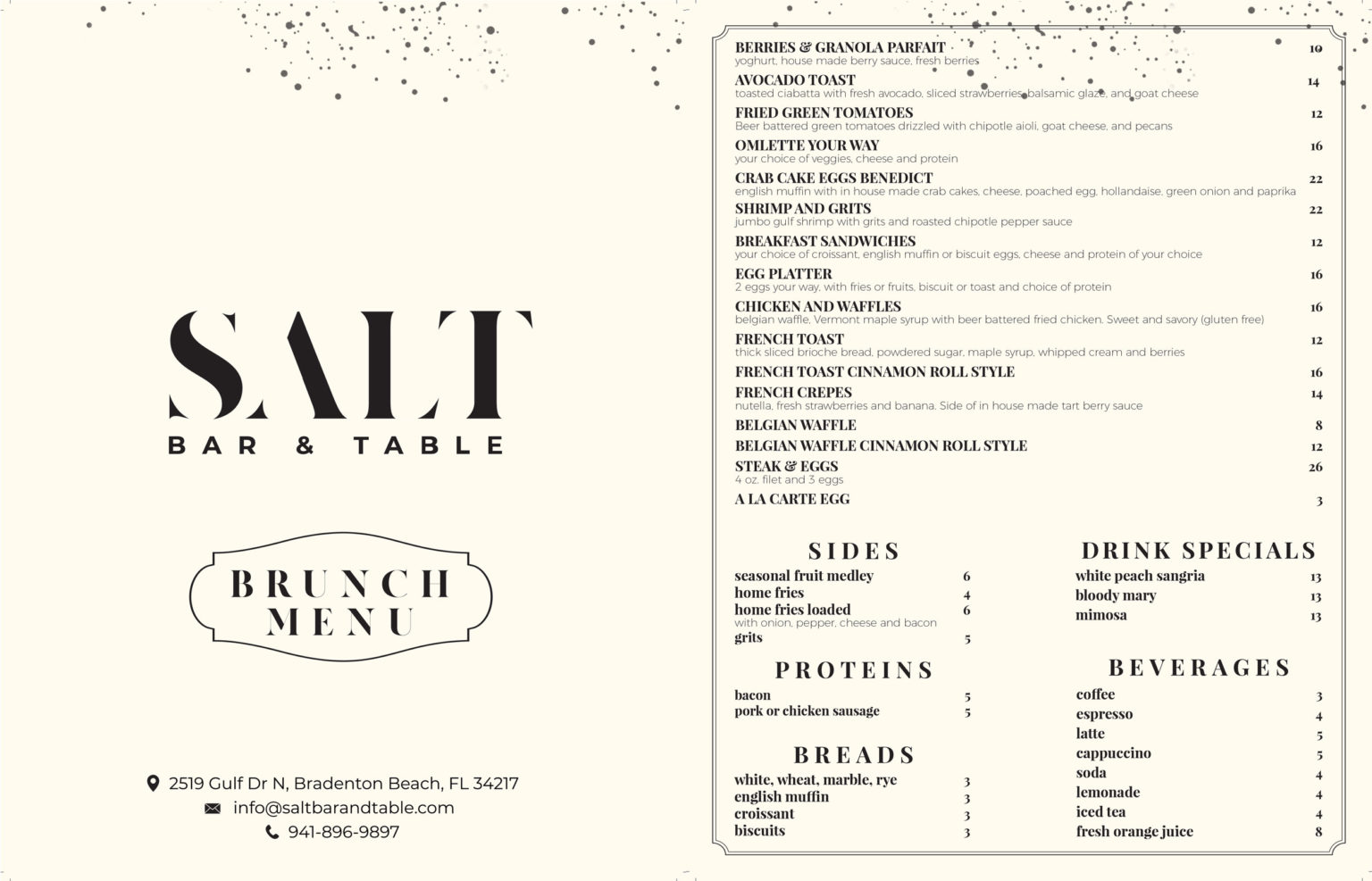 Menu - SALT Bar & Table