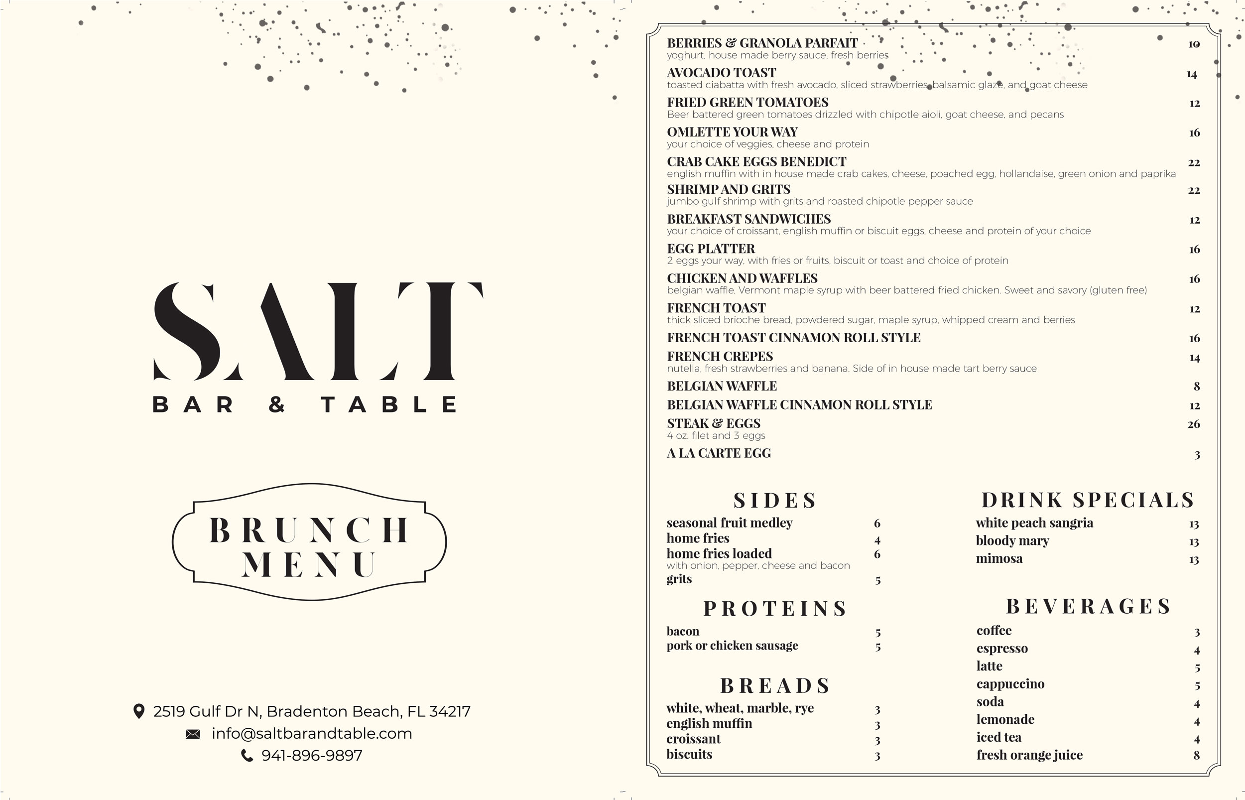 Menu - SALT Bar & Table