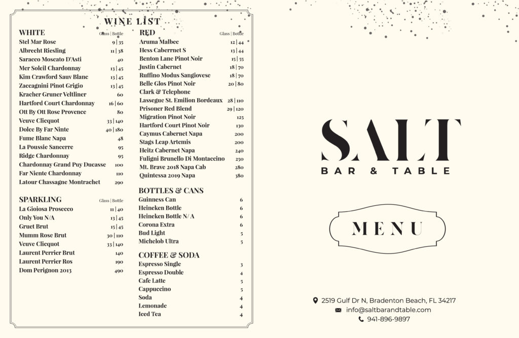 Menu - SALT Bar & Table