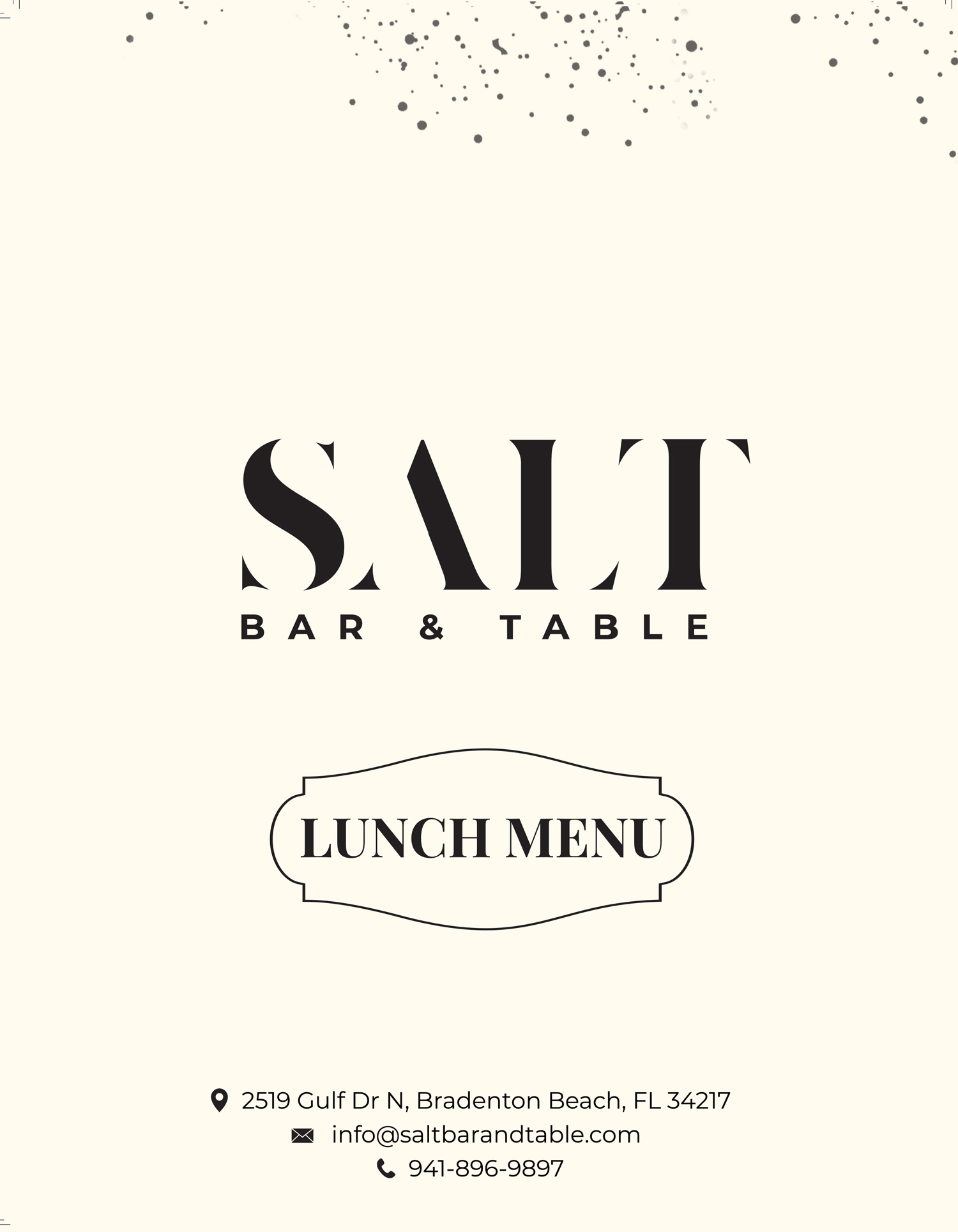 Menu - SALT Bar & Table